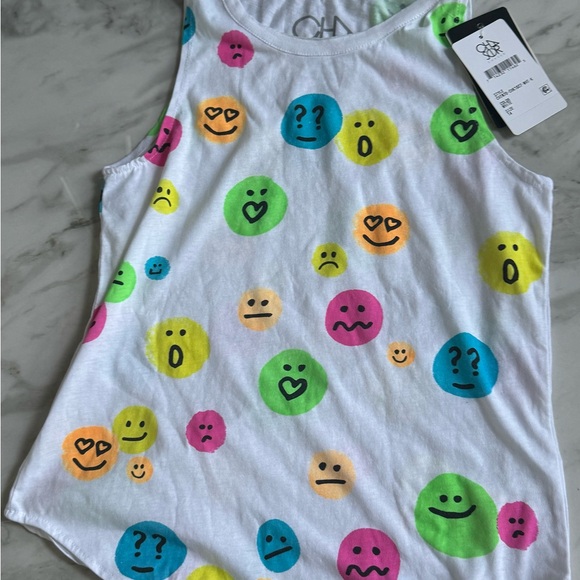 Chaser | Shirts & Tops | Chaser White And Green Smiley Face Tank Top ...